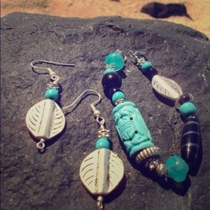 Jewelry | Black Turquoise Silver Set | Poshmark